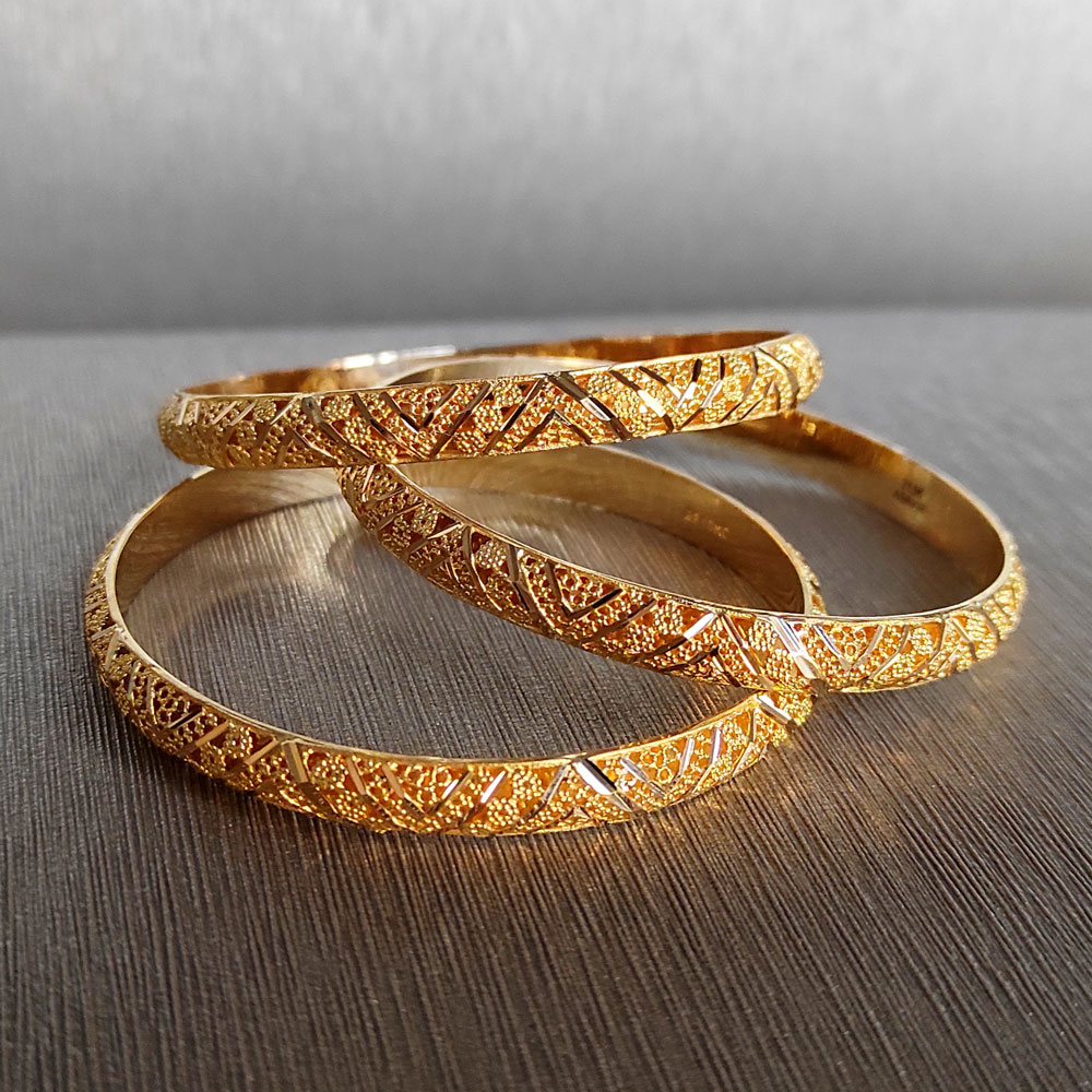 Gold Prism Cut Bangles - Asavir