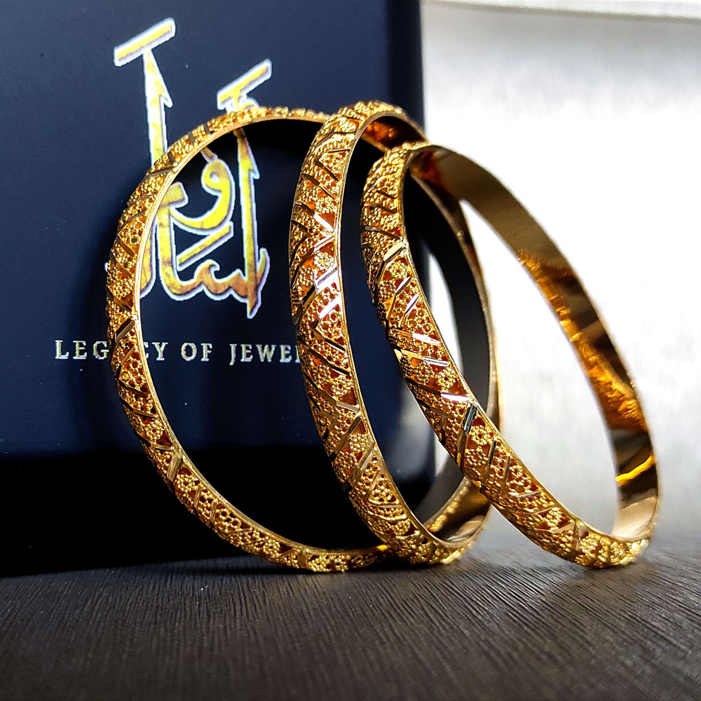 Gold Prism Cut Bangles - Asavir