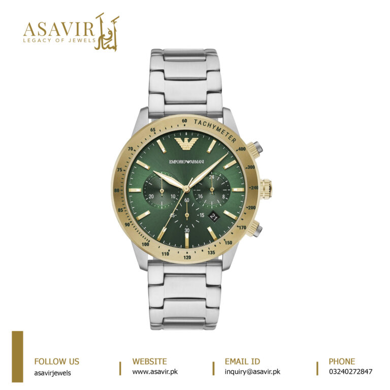 Emporio Armani Men’s Quartz Stainless Steel Green Dial 42mm Watch ...