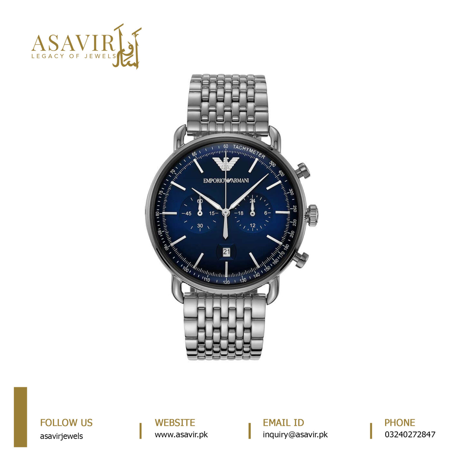 Emporio Armani Men’s Quartz Stainless Steel Green Dial 42mm Watch ...